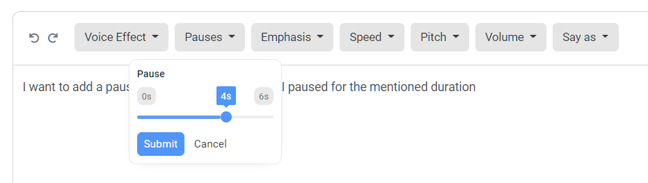 How to use Pause SSML?